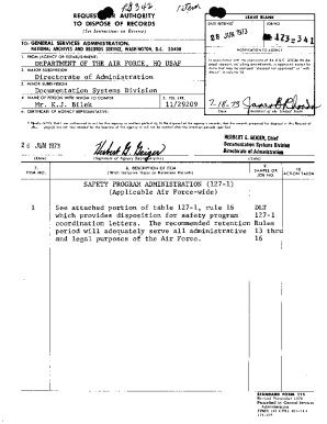 Fillable Online REQUEST FOR AUTHORITY. TO DISPOSE OF RECORDS Fax Email ...