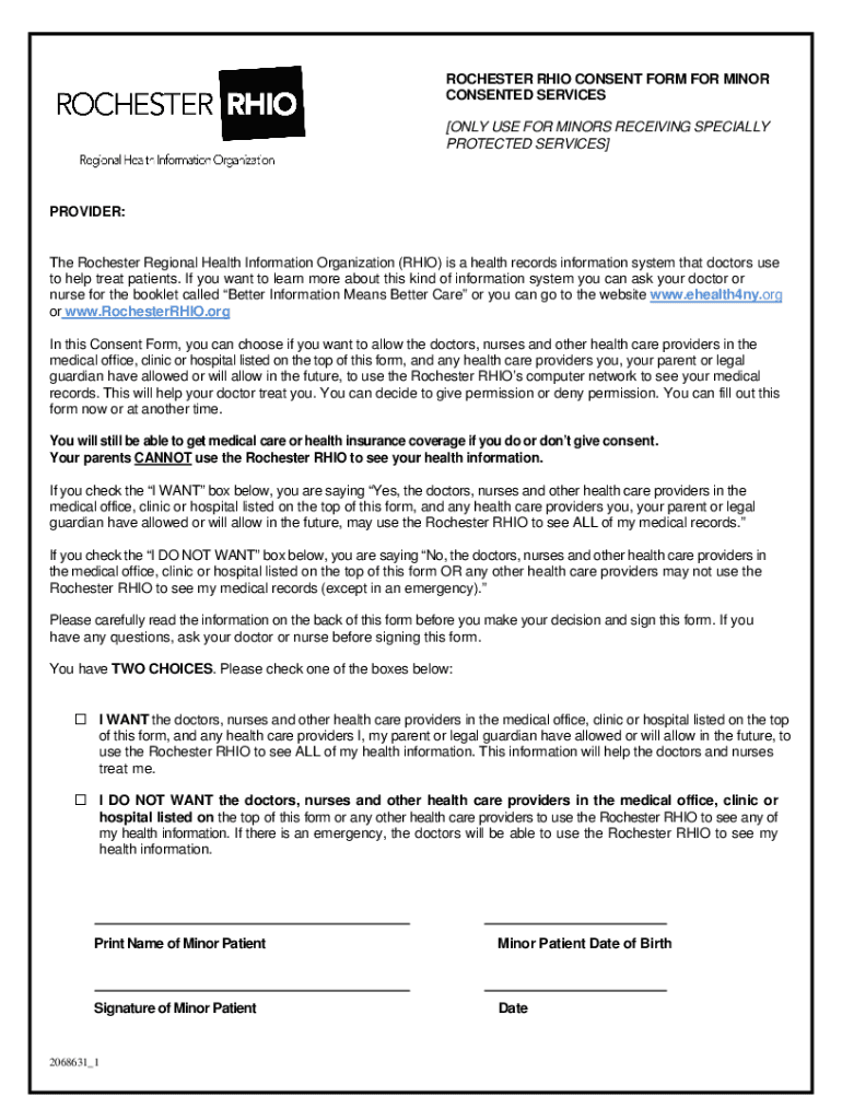 Fillable Online www.rochesterregional.org-mediaROCHESTER RHIO CONSENT ...