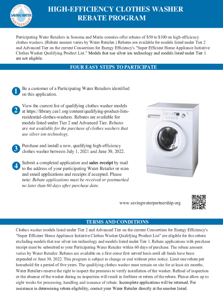 Fillable Online HIGH-EFFICIENCY CLOTHES WASHER REBATE PROGRAM - Marin ...
