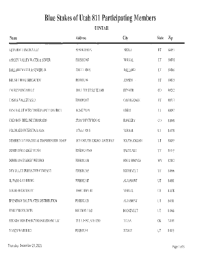 Fillable Online co uintah ut Blue Stakes of Utah 811 Participating ...