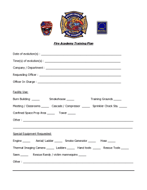 Fillable Online Fire Academy Training Plan - Salem County Sheriff's ...