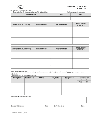 Fillable Online Patient call list.docx - MISSED Call Notes For Dr ...