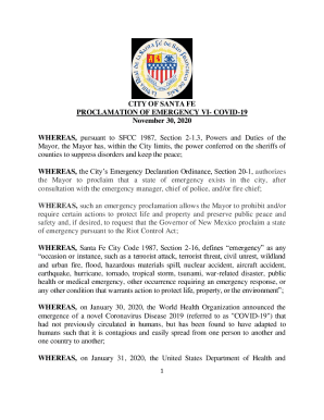 Fillable Online Mayor Signs Emergency Proclamation V - City of Santa Fe ...