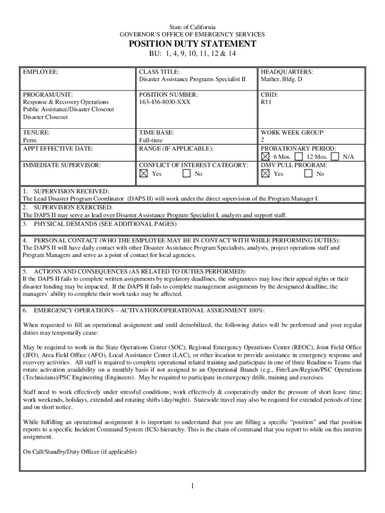 Fillable Online GOVERNORS OFFICE OF EMERGENCY SERVICES ... - California ...