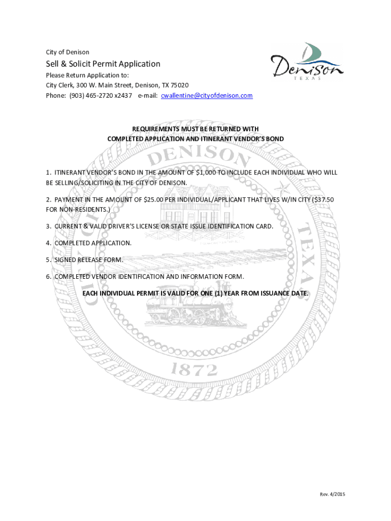 Fillable Online Forms, Permits, and Applications - City of Denison Fax ...