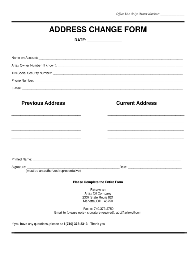 Fillable Online Fill - Free fillable NAME ADDRESS CHANGE FORM PDF form Fax Email Print - pdfFiller