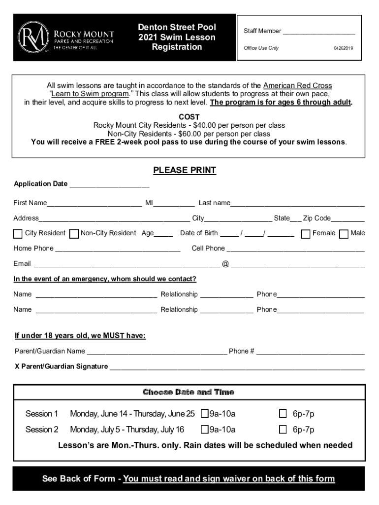 Fillable Online Denton Swimming Pool - Denton, MT (Address and Phone ...