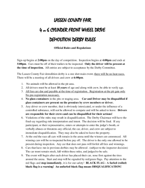 Fillable Online DEMOLITION DERBY RULES & REGULATIONS A.) COMPACT CAR ...