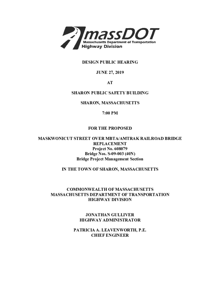 Fillable Online MassDOT is holding a design public... - Town of Sharon, MA ... Fax Email Print ...
