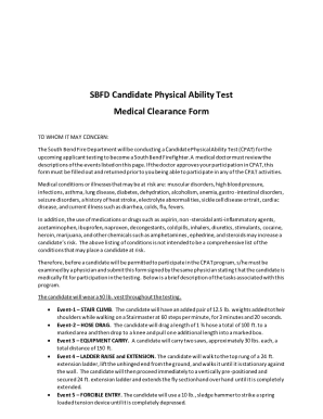 Fillable Online SBFD Candidate Physical Ability Test Medical Clearance ...