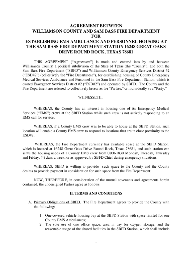 Fillable Online Sam Bass Volunteer Fire Department Station 2 - Round ...