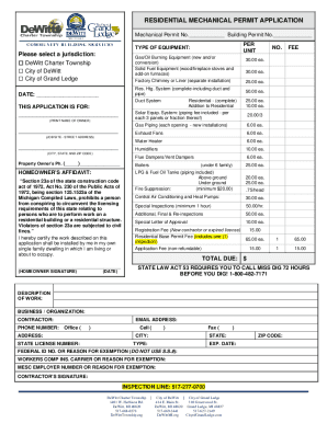 Fillable Online dewittmi.gov wp-content uploadsRESIDENTIAL MECHANICAL ...