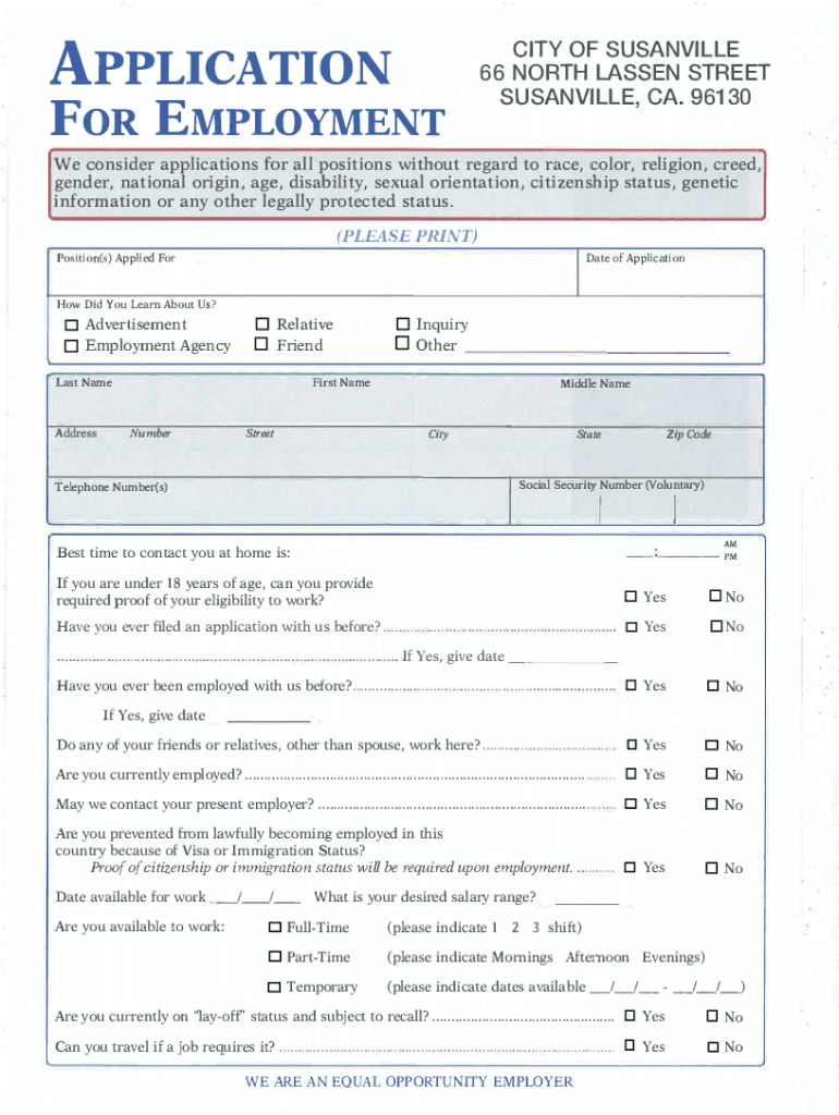 Ca application employment city: Fill out & sign online | DocHub
