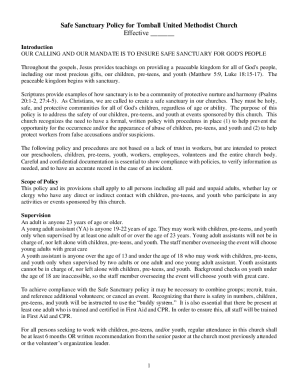 Fillable Online Safe Sanctuary Policy for Tomball United Methodist Church ... Fax Email Print ...