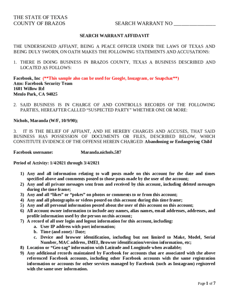 AFFIDAVIT FOR SEARCH WARRANT L. Oravecz, being duly sworn ... Doc ...