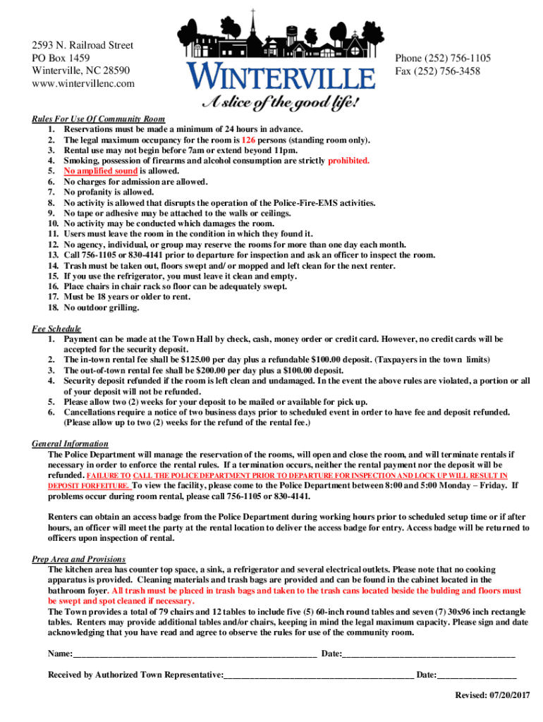 Fillable Online Winterville Fire Department 2593 Railroad St ...