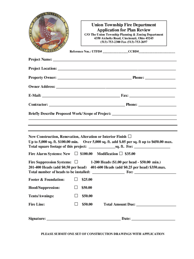 Fillable Online union-township oh Union Township Fire Department ...