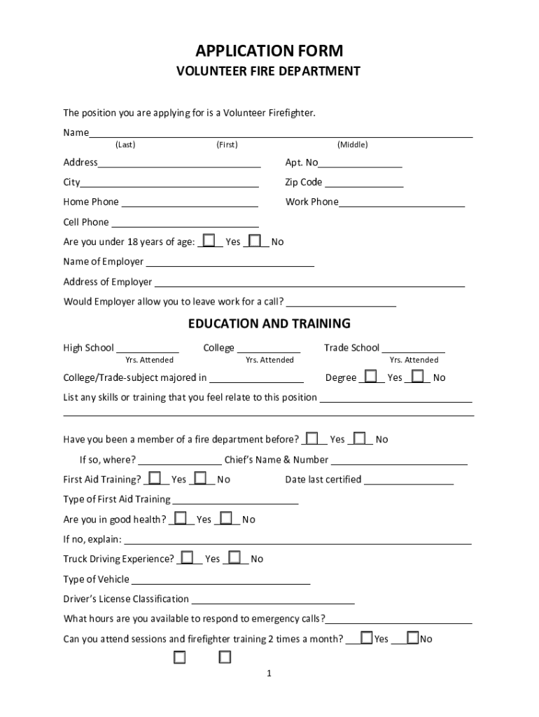 Volunteer Firefighter Application - Township of Champlain: Fill out ...