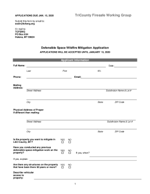 Fillable Online Defensible Space Wildfire Mitigation Application Fax ...