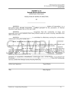 Sample Board Of Directors Resolution Doc Template | pdfFiller