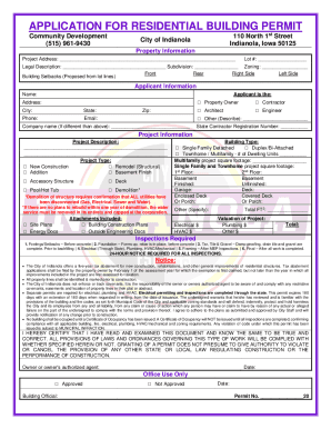 Fillable Online RESIDENTIAL BUILDING PERMIT APPLICATION - City of ...