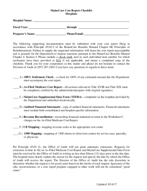 Fillable Online Medicaid Cost Report Checklist - apps.web.maine.gov Fax ...