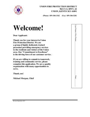 Fillable Online Union Fire Protection District - KY - FireDepartment ...
