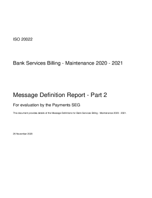 Fillable Online MAINTENANCE CHANGE REQUEST, ISO 20022 Payments Fax ...