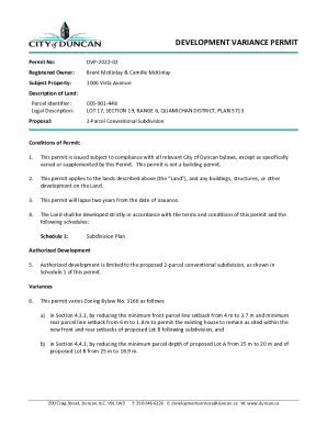 Fillable Online Notice of Development: Development Variance Permit No ...