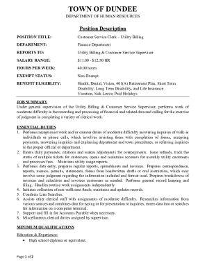 Fillable Online Customer Service Clerk Post Exchange Job Descriptions ...