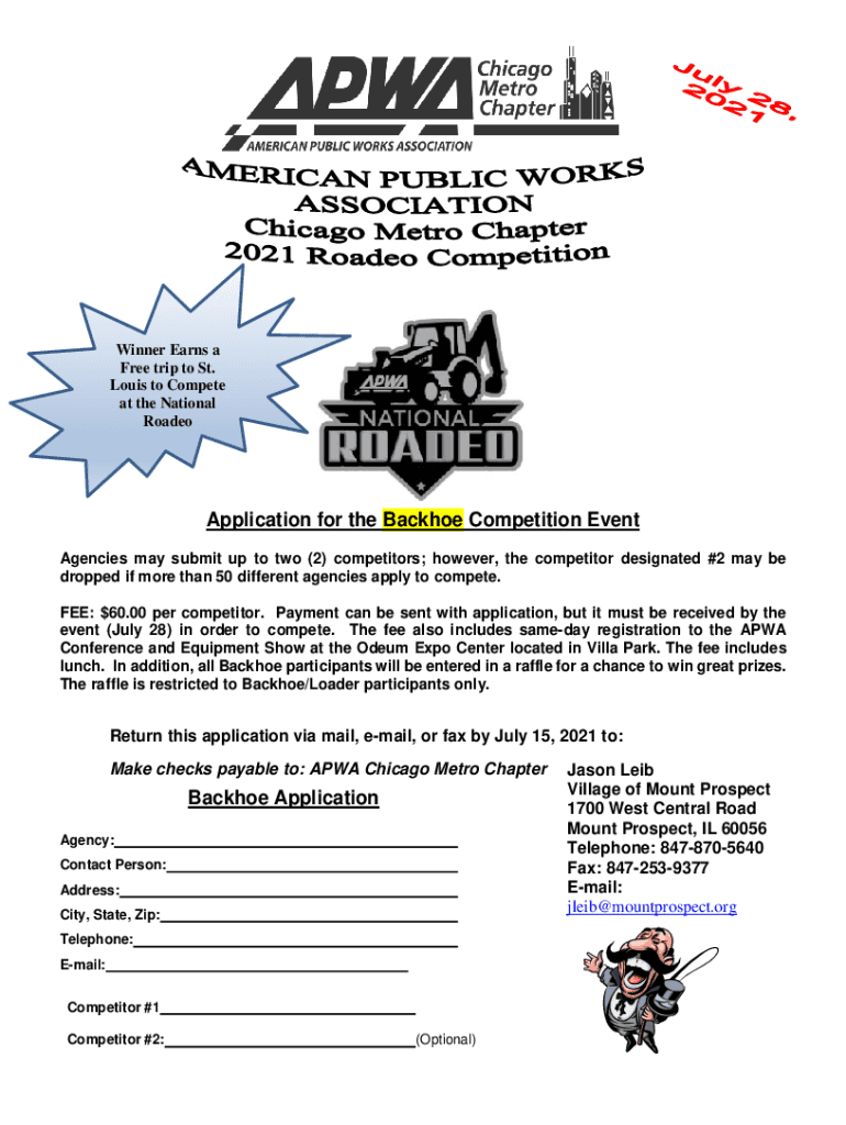 IL APWA Roadeo Competition Applications Form - Fill Online, Printable ...