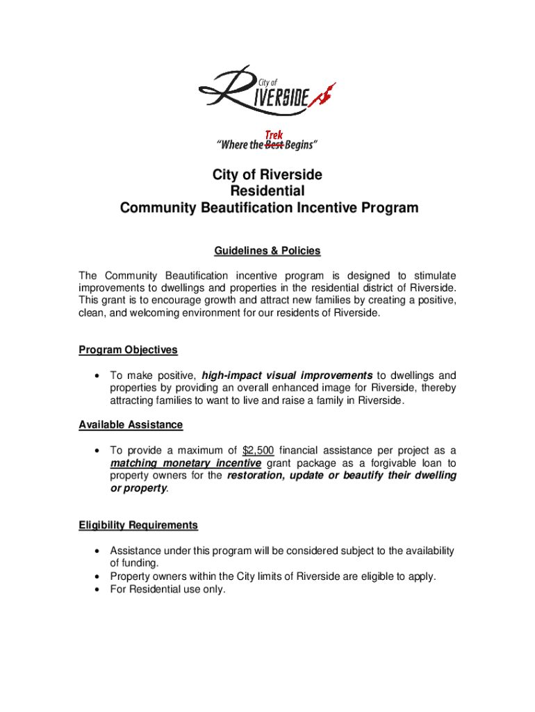 Fillable Online Riverside City Council Approves Beautification Grant Program Fax Email Print ...