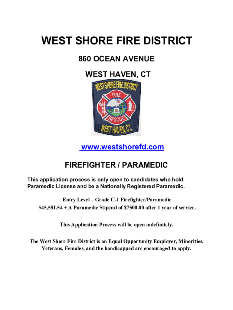 Fillable Online West Shore Fire Department, West Haven, CT - 852 Ocean ...