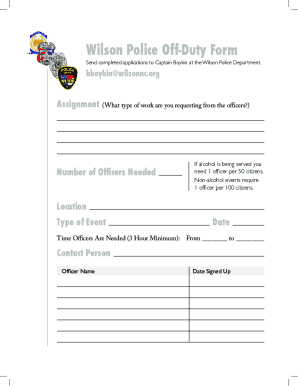 Fillable Online Wilson Police Off-Duty Form - Barton Fax Email Print ...