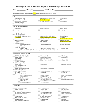 Fillable Online Get the free Engine 1 Inventory Check Sheet ...