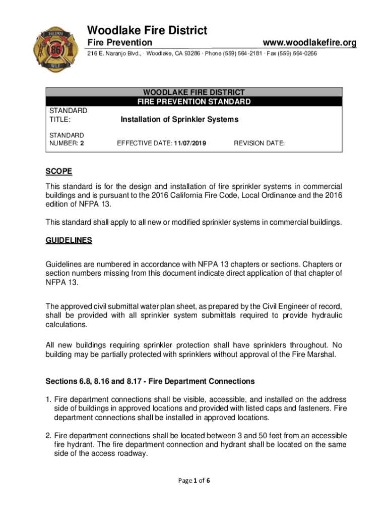 Fillable Online Fire Prevention - Woodlake Fire Protection District Fax ...