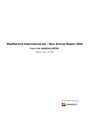 Fillable Online Weatherford International plc (WFRD) financial ...