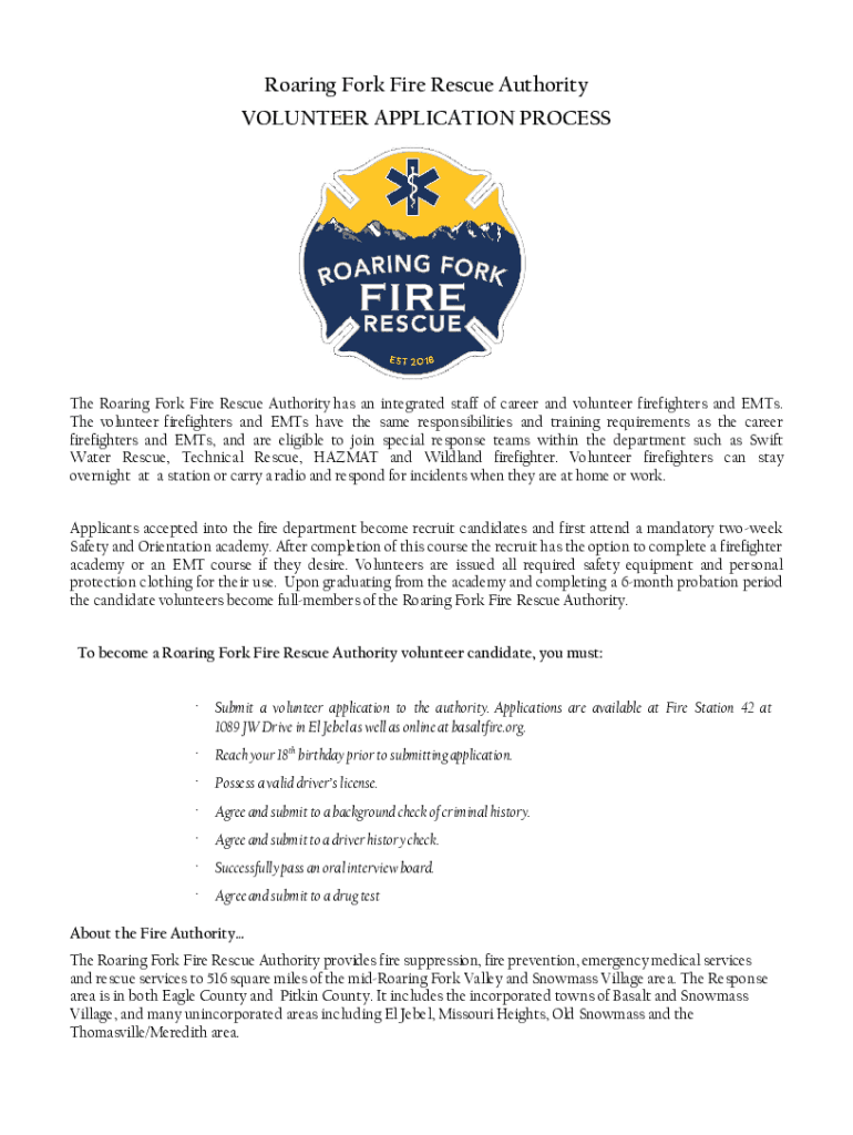 Fillable Online Volunteer-Application.pdf - Roaring Fork Fire Rescue Authority Fax Email Print ...