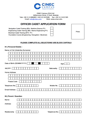 Fillable Online Officer Cadet - Application Form Fax Email Print ...