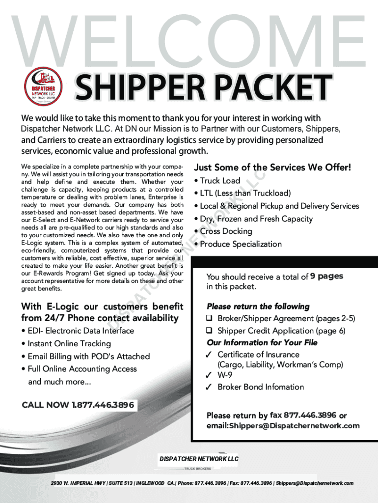 Fillable Online Download Shipper Packet - Fill and Sign Printable ...
