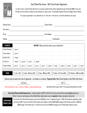 Fillable Online Last call for food trucks and... - East Moline Main ...