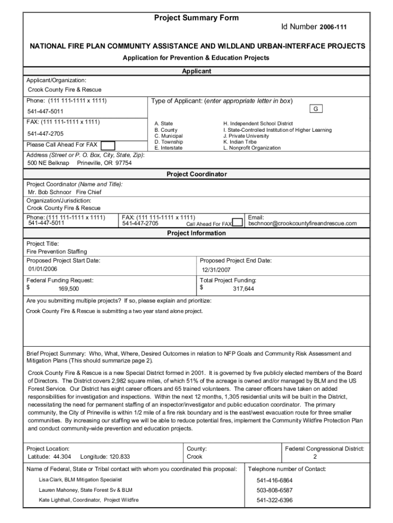 Fillable Online National Fire Plan-Wildland Urban Interface Community ...