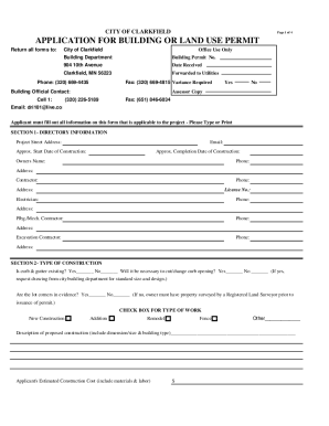 Fillable Online Building and Land Use Permit Application FormClean ...