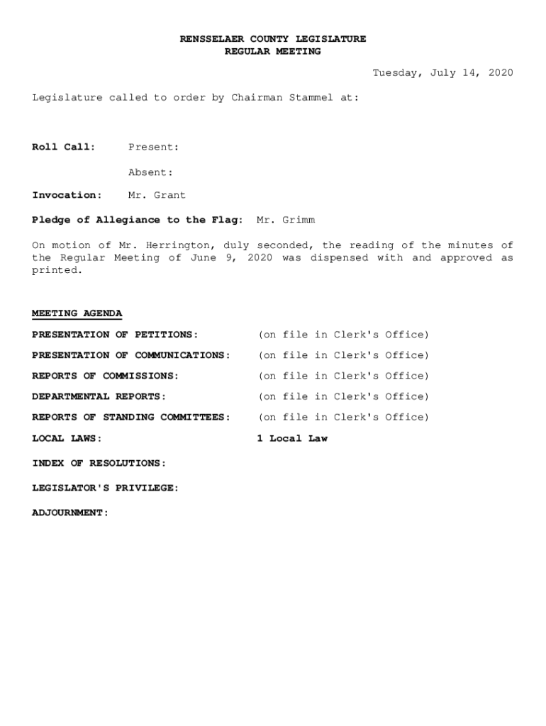 Fillable Online Roll C - Rensselaer County Legislature Fax Email Print ...