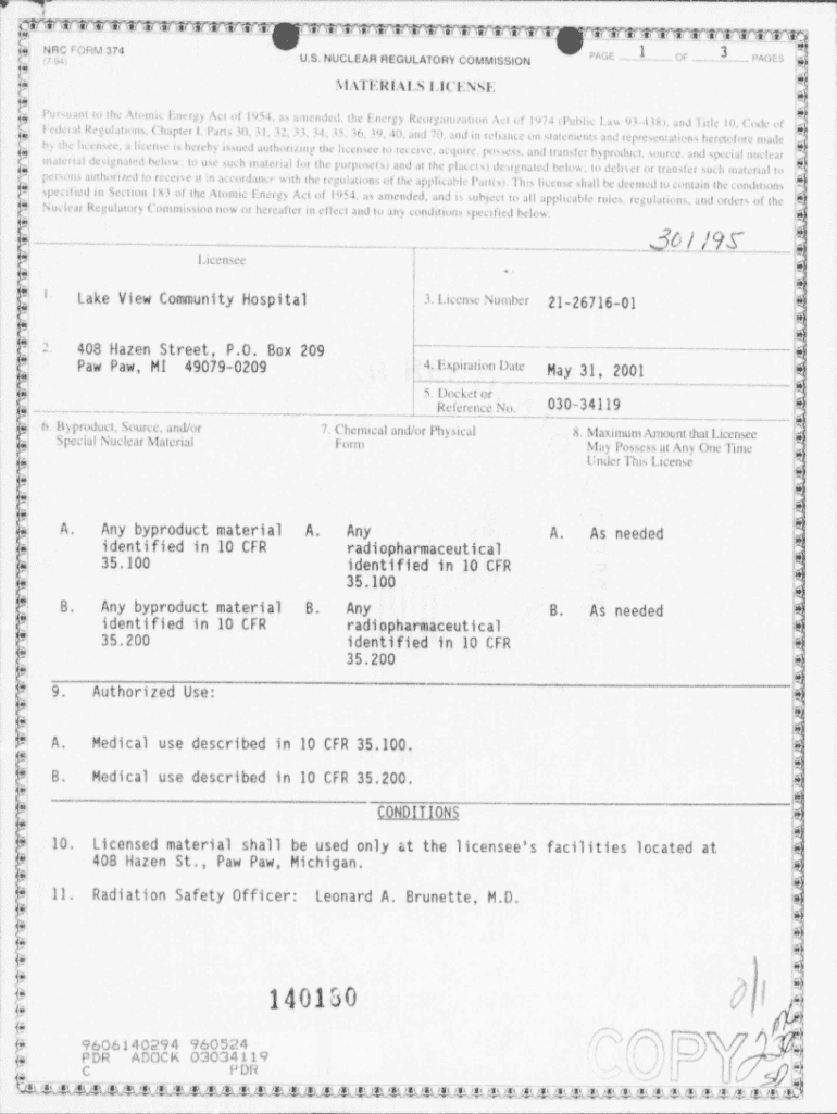 Fillable Online Matls licensing package for license 21-26716-01 for ...