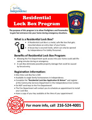 Fillable Online Residential Lock Box Program - Independence, OH Fax ...