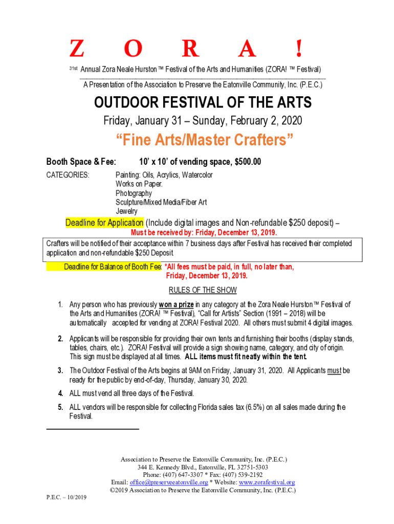 Fillable Online 31st Annual Zora Neale Hurston Festival of the Arts and ... Fax Email Print ...