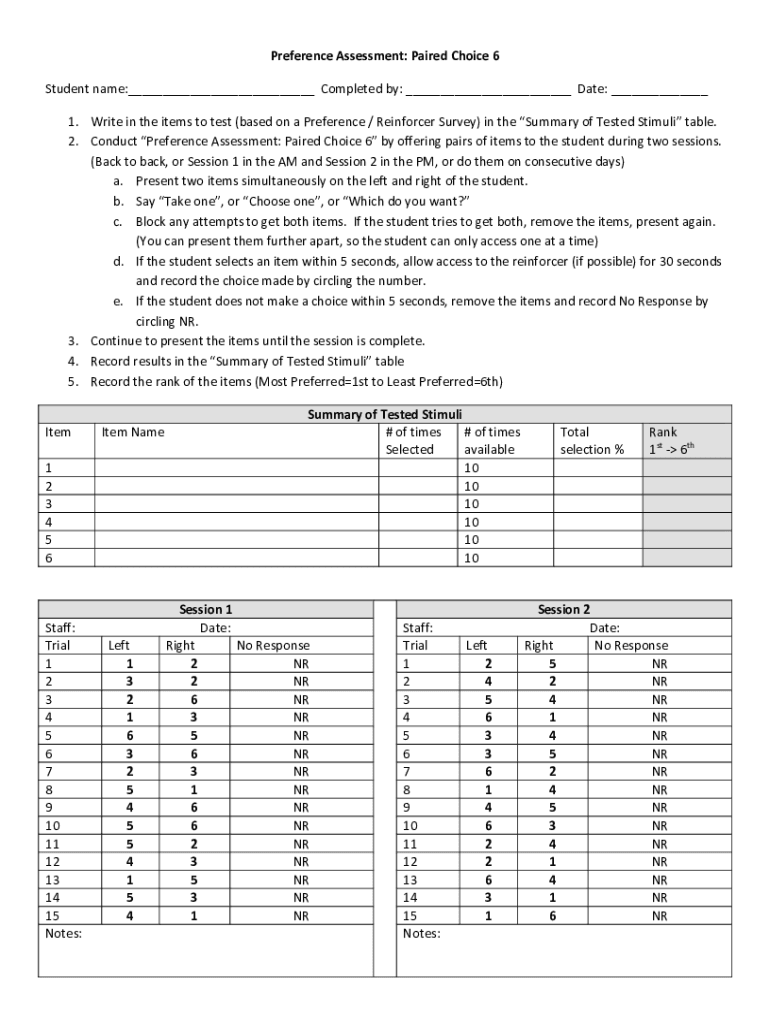 Fillable Online cehs usu Example of Function-Based Choice Assessment for a Student ... Fax Email ...