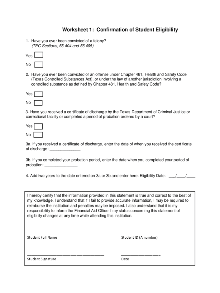 Fillable Online studentservices southtexascollege Worksheet 1 ...