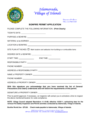 FL Bonfire Permit Application - Islamorada Village Of Islands 2014-2025 ...